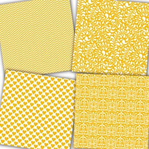Mustard Digital Paper: "mustard Patterns" Yellow Digital Paper for ...