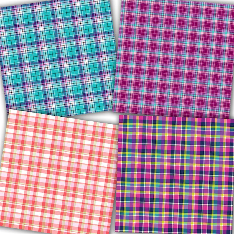 Plaid Digital Paper: plaid Patterns Scrapbooking - Etsy