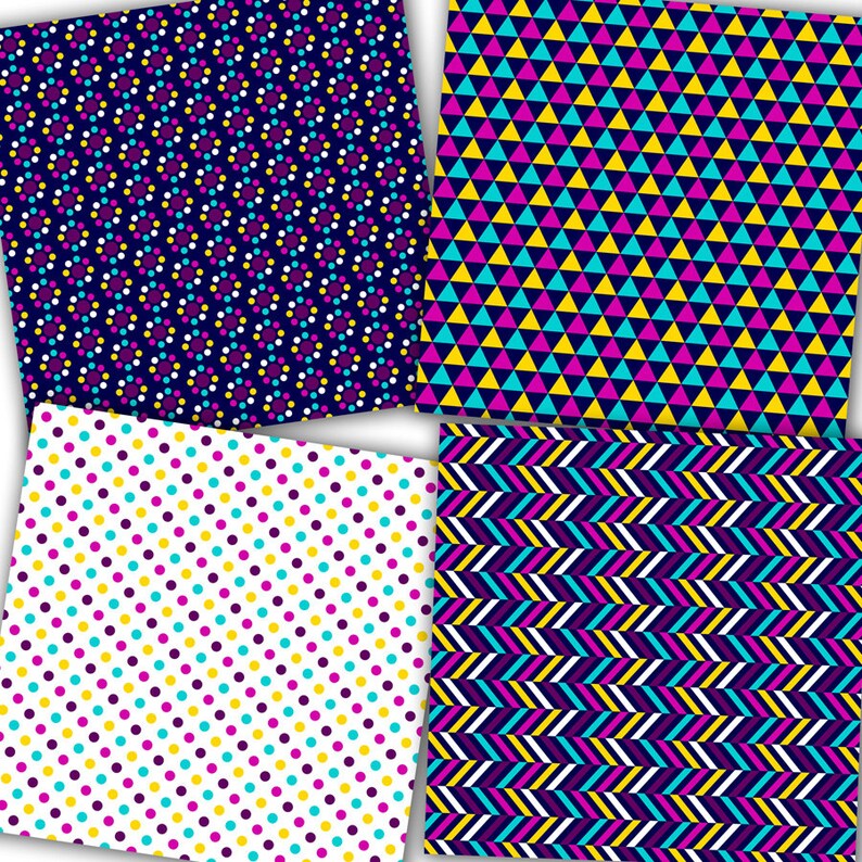 Geometric Digital Paper: geometric Patternsneon - Etsy