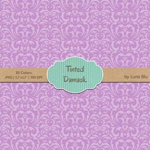 Damask Digital Paper Pack: "tinted Damask" Digital Paper Bundle, Damask ...