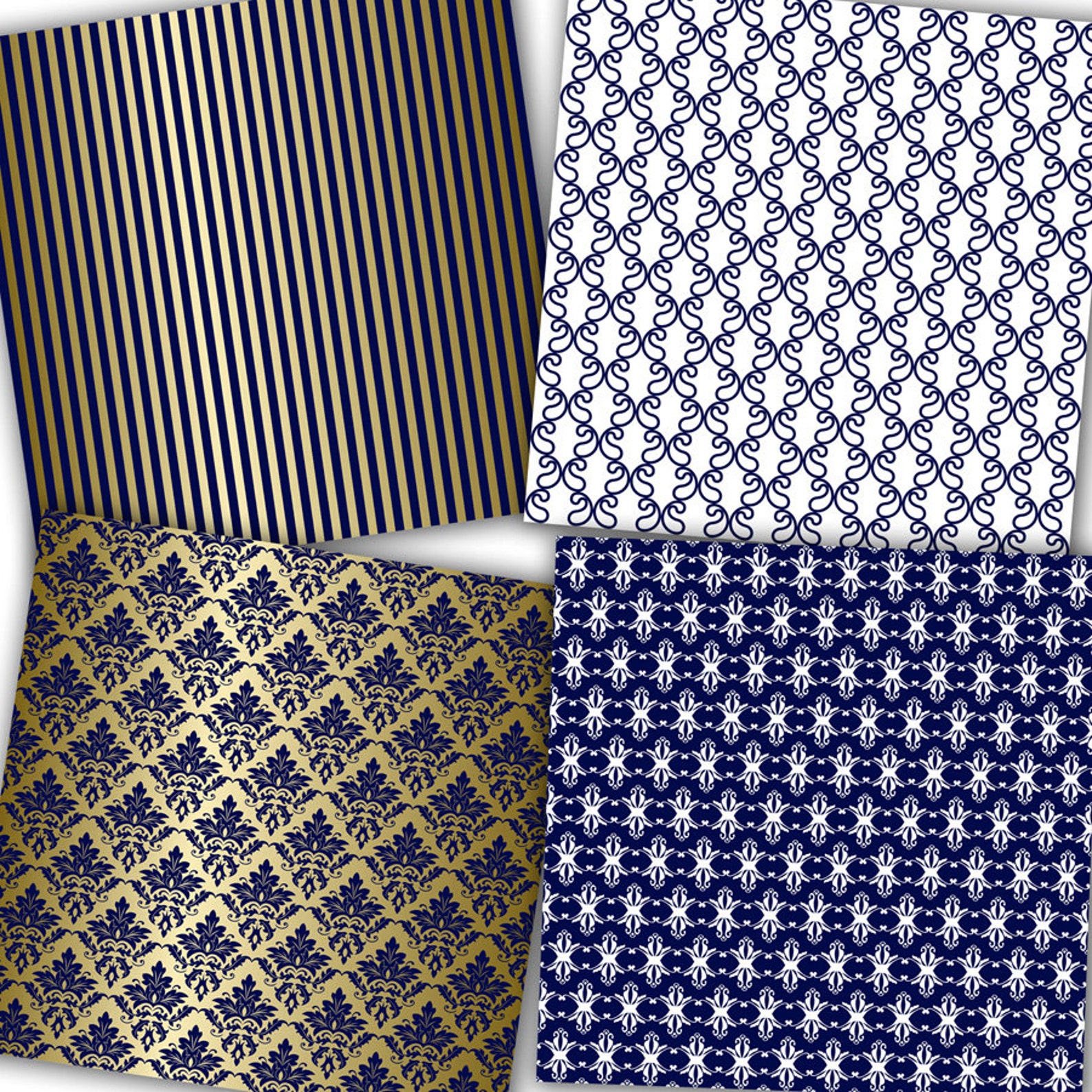 White Navy and Gold Digital Paper: navy and Gold - Etsy