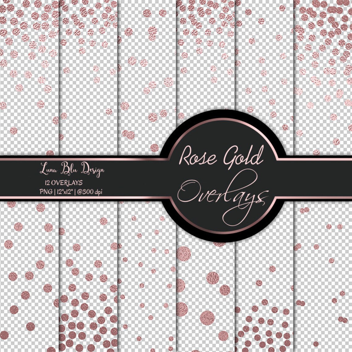 Rose Gold Digital Overlays Rose Gold Confetti Overlays | Etsy