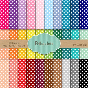 Polka Dots Digital Paper Pack: "rainbow Polka Dots" Digital Paper ...