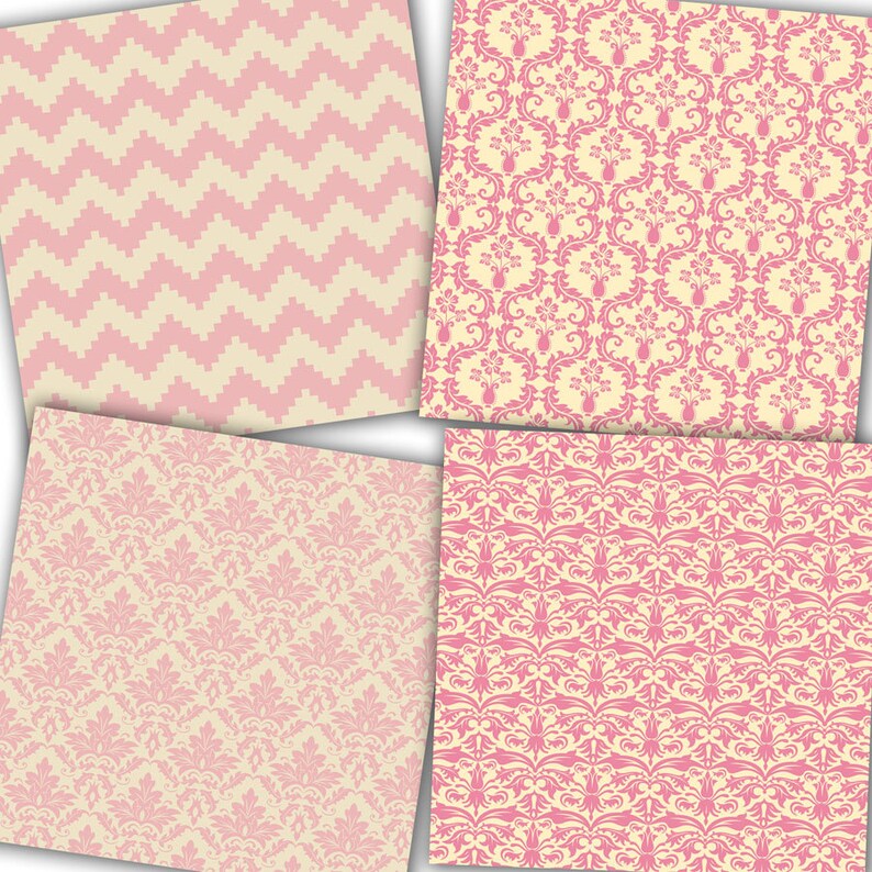 Digital Paper Pack: vintage Pink Patterns Pastel - Etsy