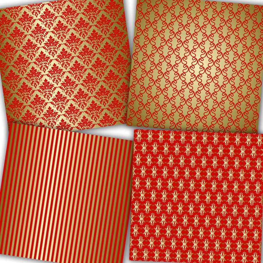 Red and Gold Christmas Digital Paper: red and Gold - Etsy