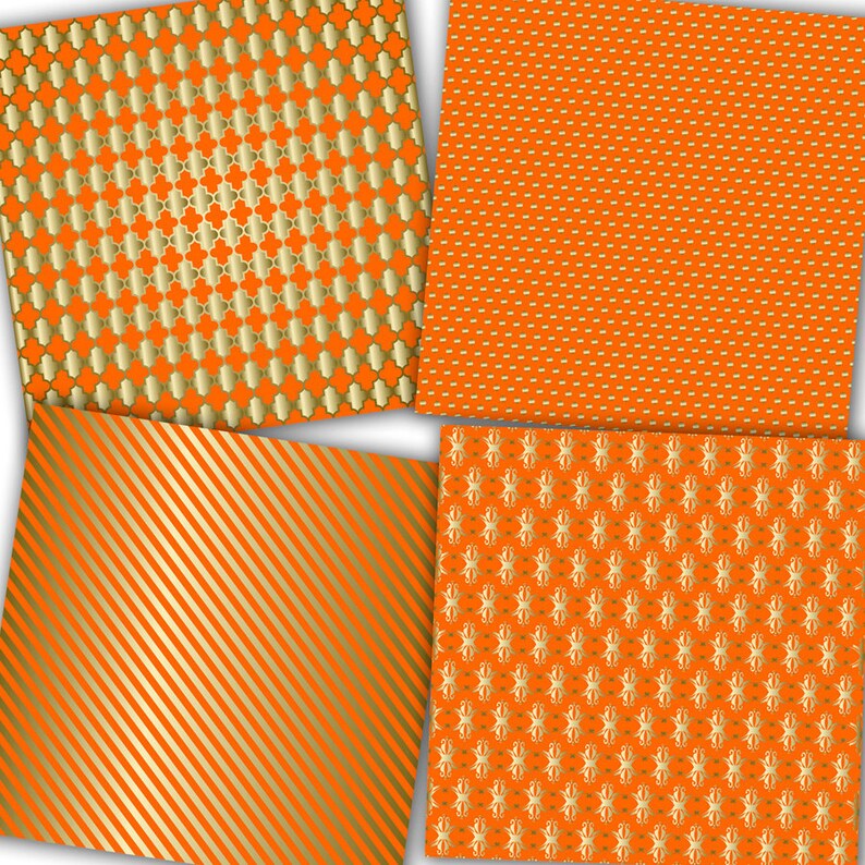 Tangerine and Gold Digital Paper: tangerine and Gold - Etsy