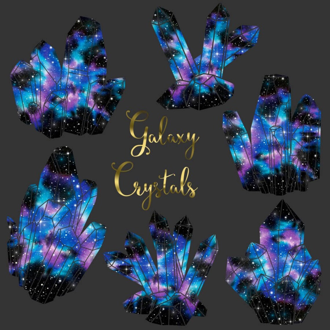 Crystal Clipart: galaxy Crystals Watercolor | Etsy