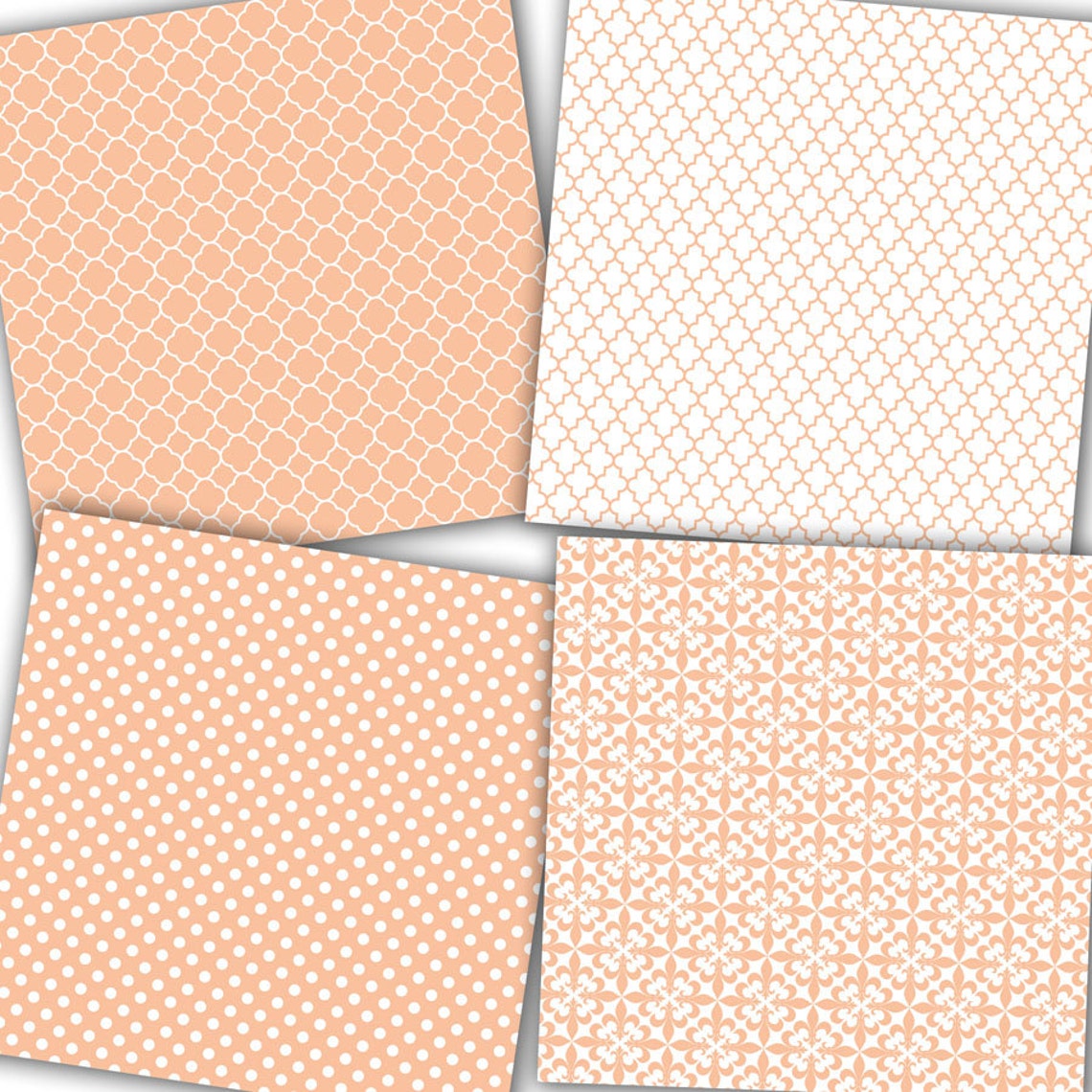 Peach Digital Paper: peach Patterns Pastel Peach | Etsy