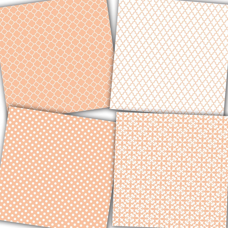 Peach Digital Paper: peach Patterns Pastel Peach - Etsy