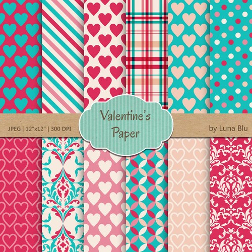 20 Red and Pink Valentine's Day Digital Paper Scrapbook - Etsy
