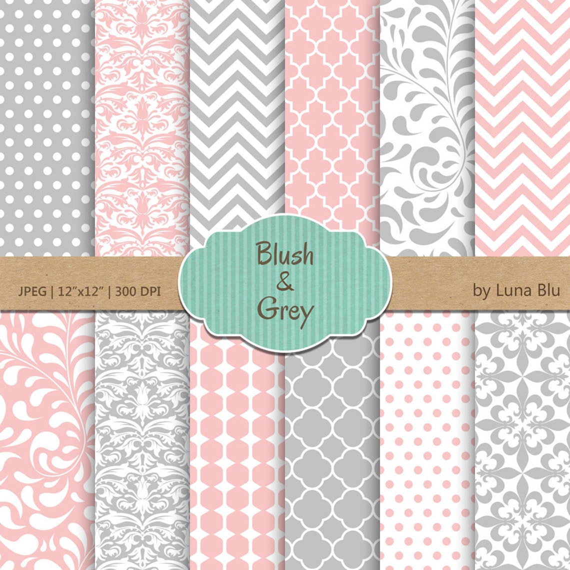 Blush and Gray Digital Paper: blush and Gray - Etsy