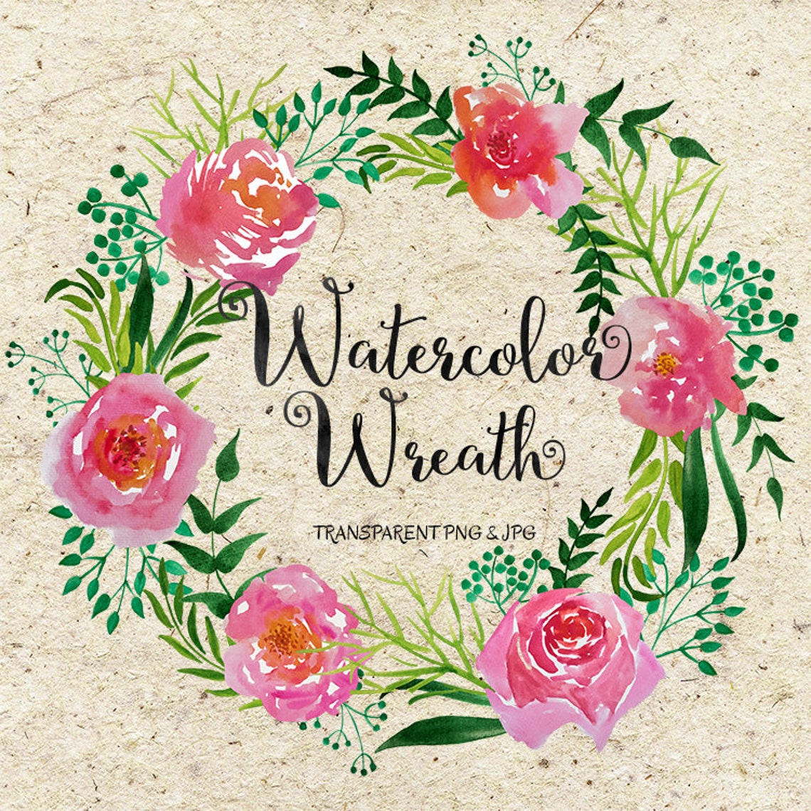 Watercolor Wreath Clipart: watercolor Floral - Etsy
