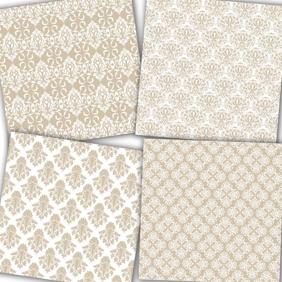 Tan Damask Digital Paper: tan Damask Patterns Tan - Etsy