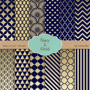 Navy and Gold Digital Paper: navy and Gold Patterns - Etsy
