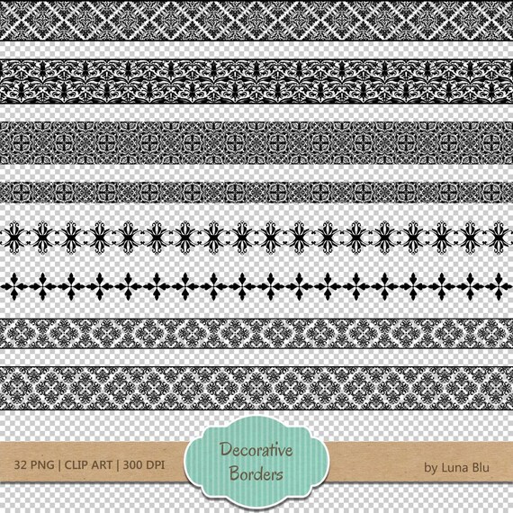 Black Damask Border Clip Art