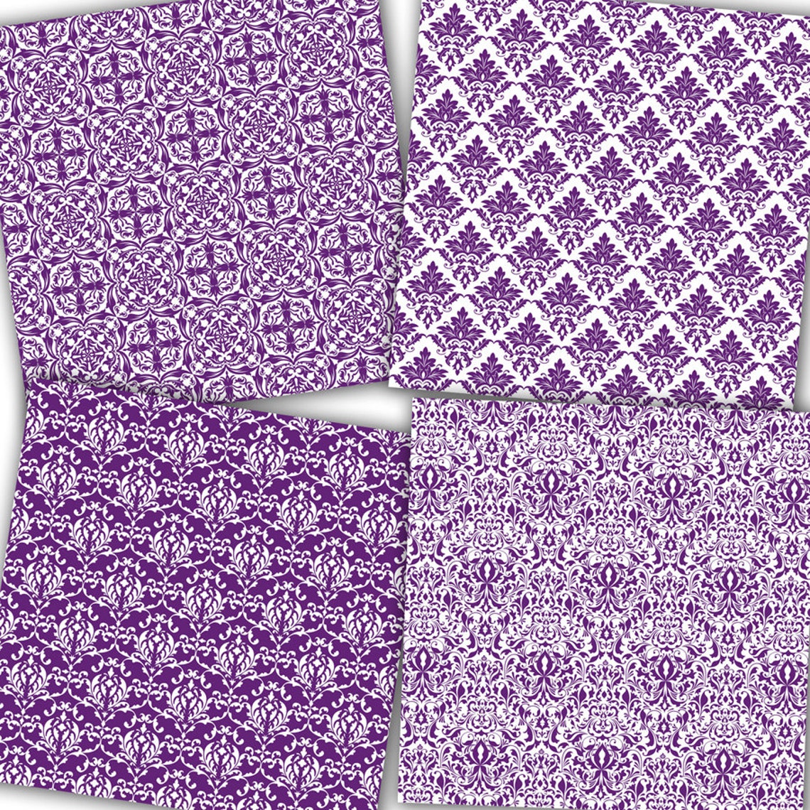Purple Damask Digital Paper: purple Damask | Etsy