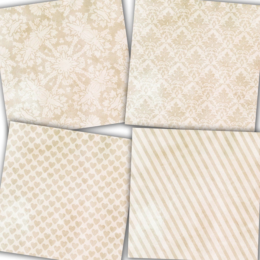 Ivory Digital Paper: Tan Textures, Wedding Album Backgrounds (digital ...