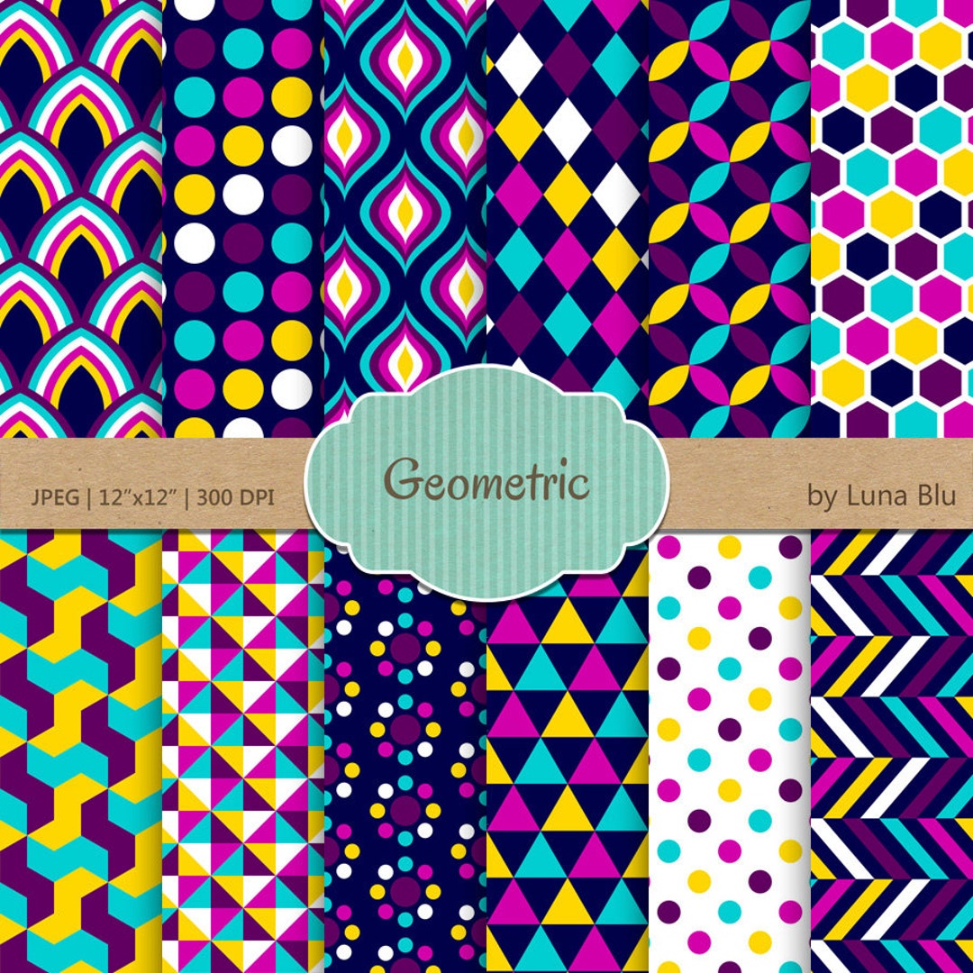 Geometric Digital Paper: "geometric Patterns"neon Digital Paper ...
