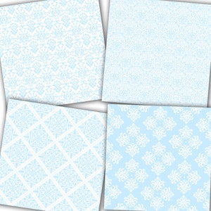 Baby Blue Digital Paper: "baby Blue Damask " Soft Blue, Pale Blue ...