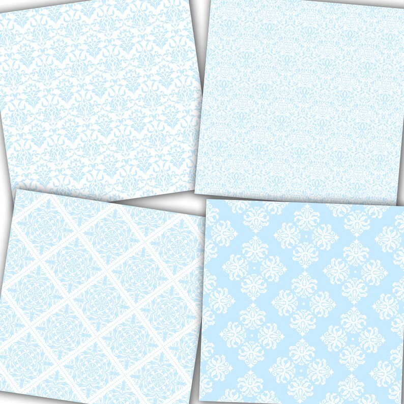Baby Blue Digital Paper: baby Blue Damask Soft - Etsy
