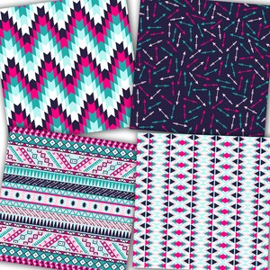 Tribal Digital Paper: " Tribal Patterns" Include Triangles, Chevron ...