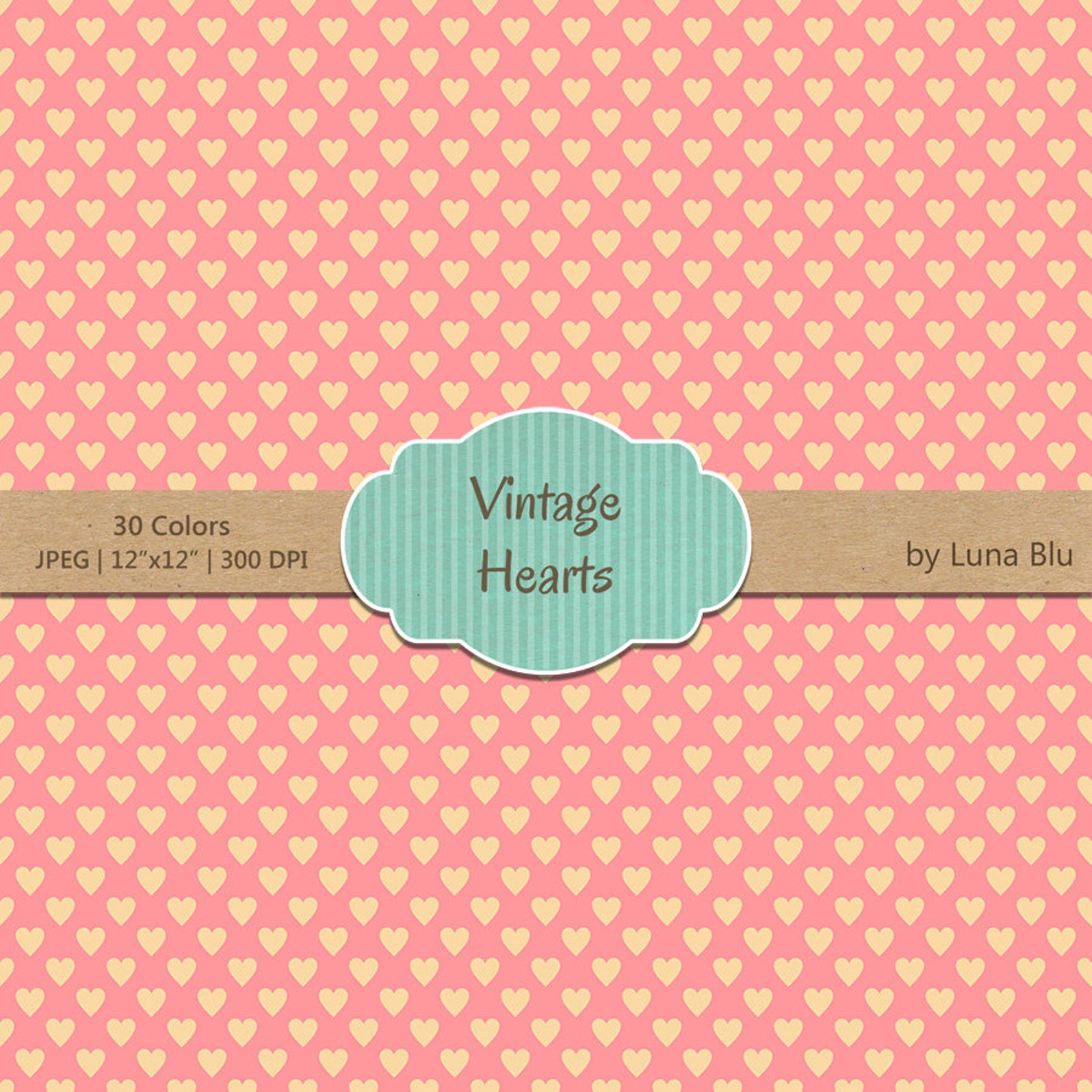 Hearts Digital Paper Pack: vintage Hearts Digital - Etsy