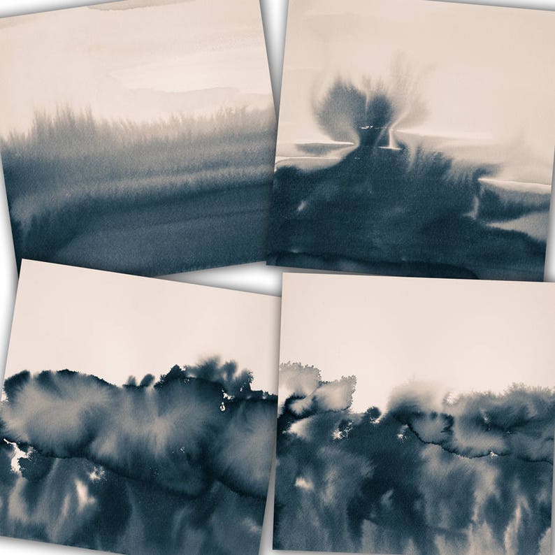 Indigo Digital Paper Indigo Watercolor Digital Paper Hand - Etsy