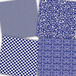 Navy Digital Paper: "navy Blue Patterns " Ultramarine, Royal, Midnight ...