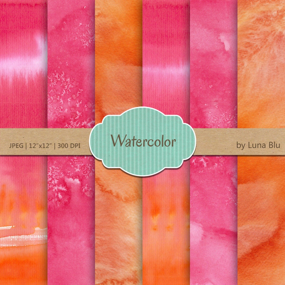 Watercolor Digital Paper: "watercolor Textures" Bold Colors, Magenta ...
