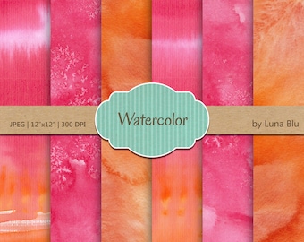 Watercolor Digital Paper: watercolor Textures Bold - Etsy