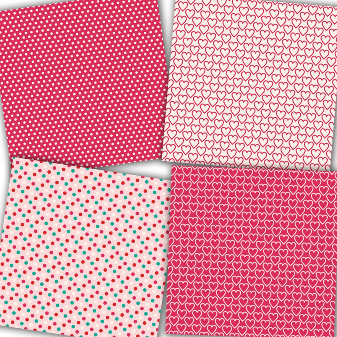 Heart Digital Paper Pack: Hearts and Dots | Etsy