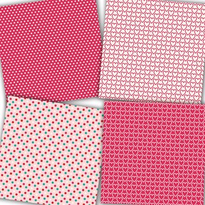 Heart Digital Paper Pack: Hearts and Dots Valentine Digital Paper ...