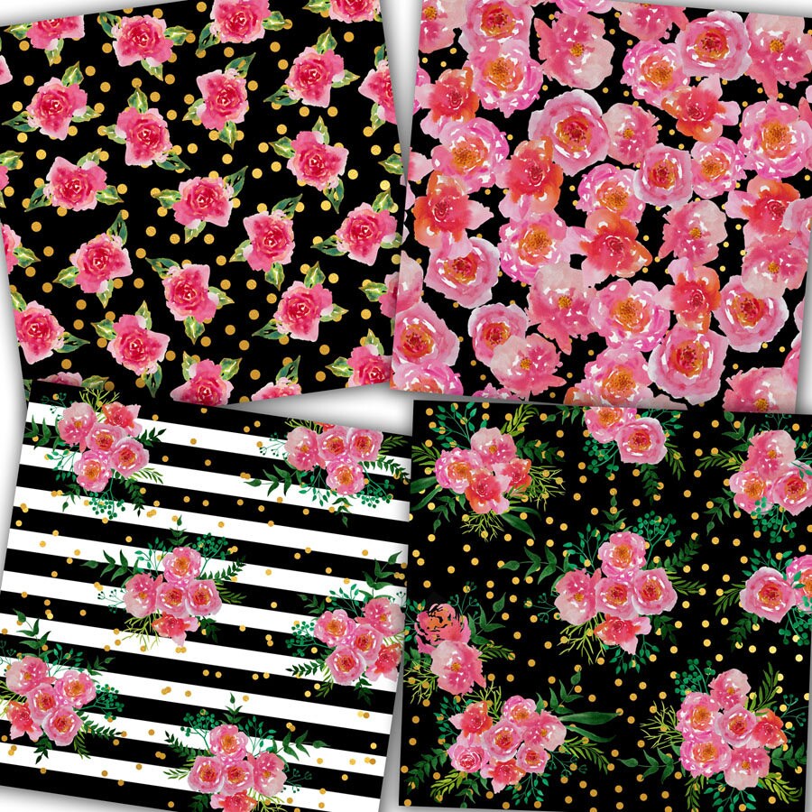 Watercolor Floral Digital Paper: watercolor - Etsy
