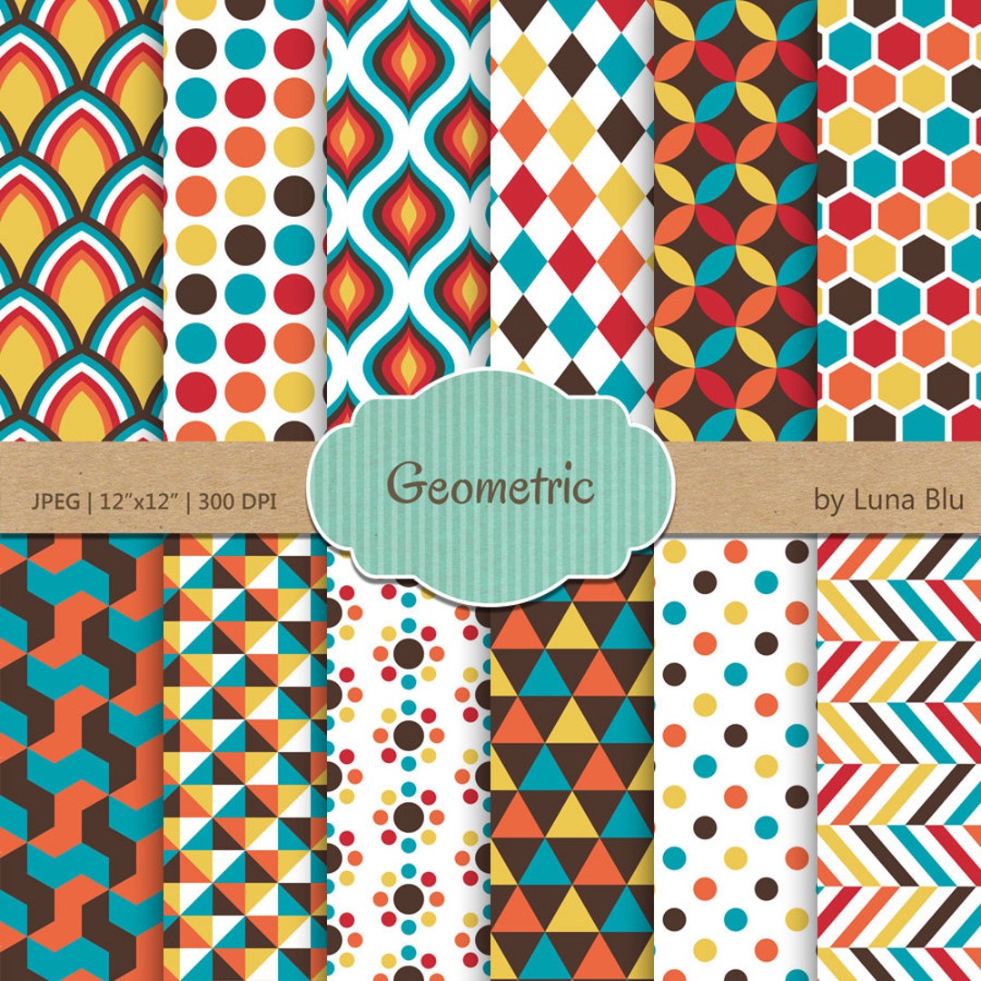 Geometric Digital Paper: "geometric Patterns" Colorful Geometric Papers ...