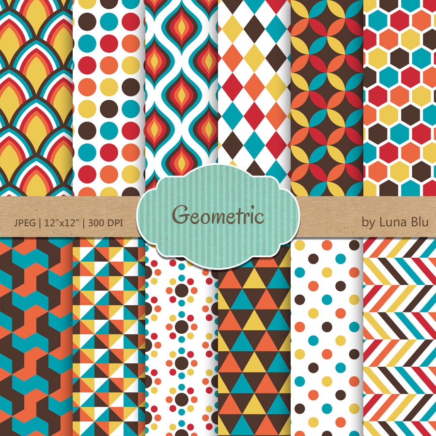 Geometric Digital Paper: Geometric Patterns | Etsy