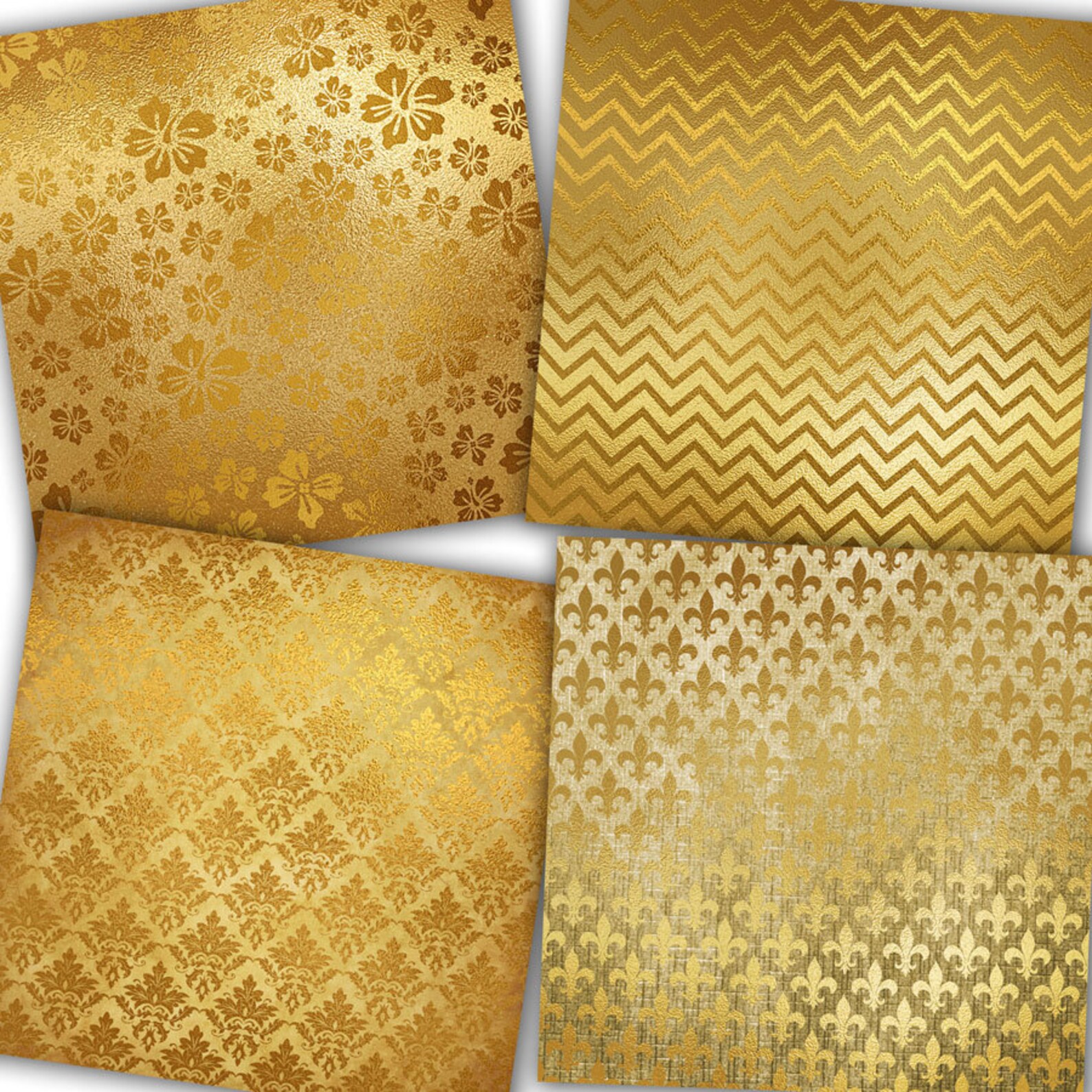 Gold Foil Digital Paper: gold Patterns Gold Foil - Etsy
