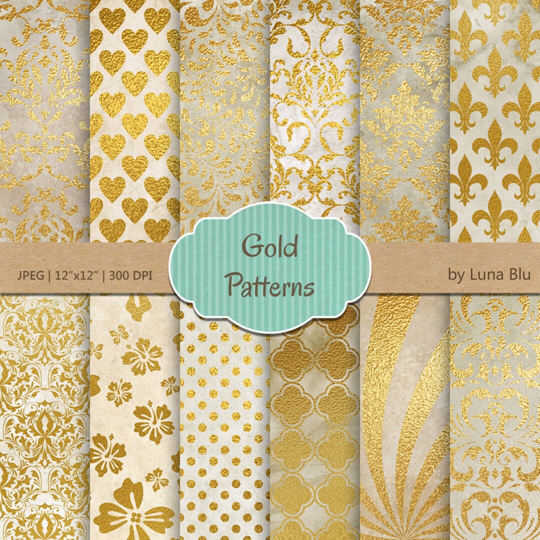 Grunge Digital Paper: "grunge and Gold" Gold Foil Digital Paper ...