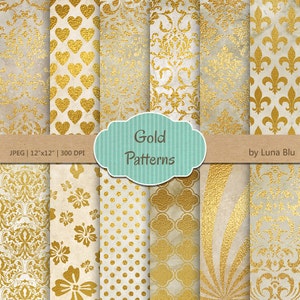 Grunge Digital Paper: "grunge and Gold" Gold Foil Digital Paper ...
