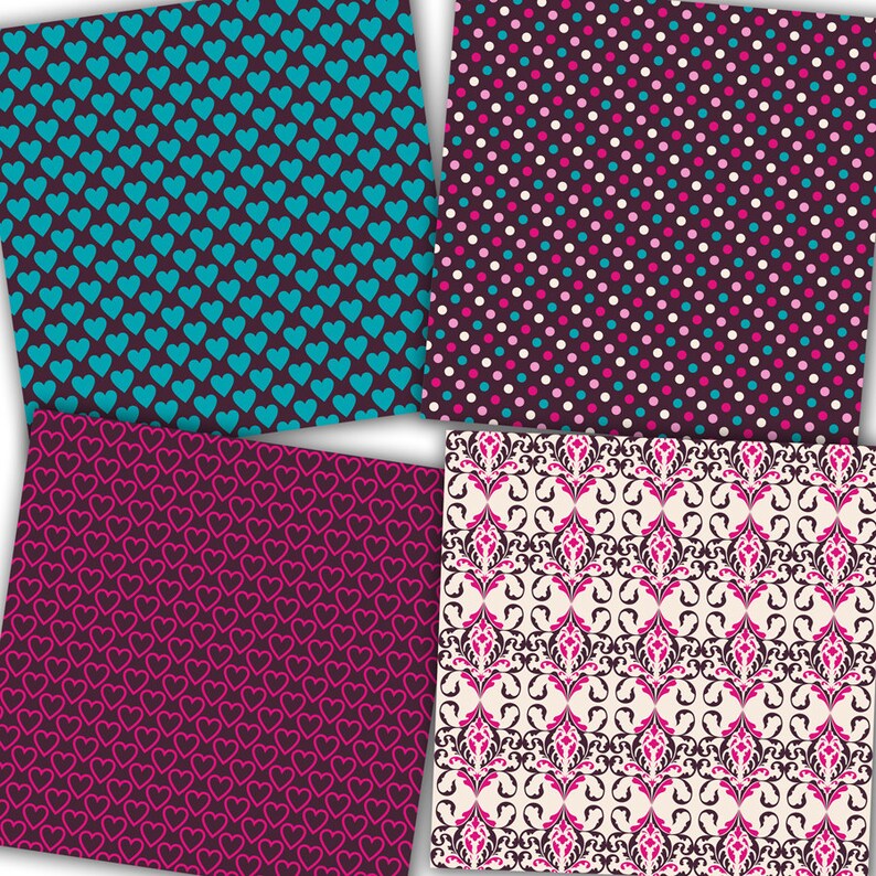 Valentine Digital Paper: Valentine Paper love | Etsy