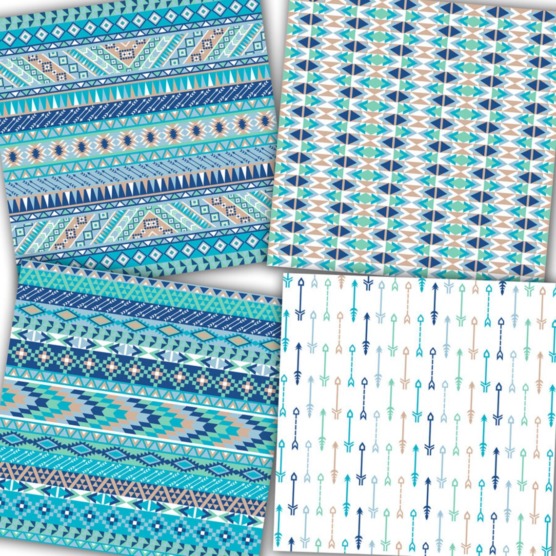Tribal Digital Paper: Tribal Patterns in Pantone - Etsy