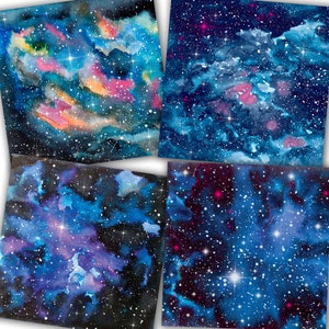 Galaxy Digital Paper: "watercolor Galaxy" Star Digital Paper, Starry ...