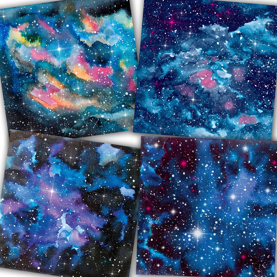 Galaxy Digital Paper: watercolor Galaxy Star - Etsy