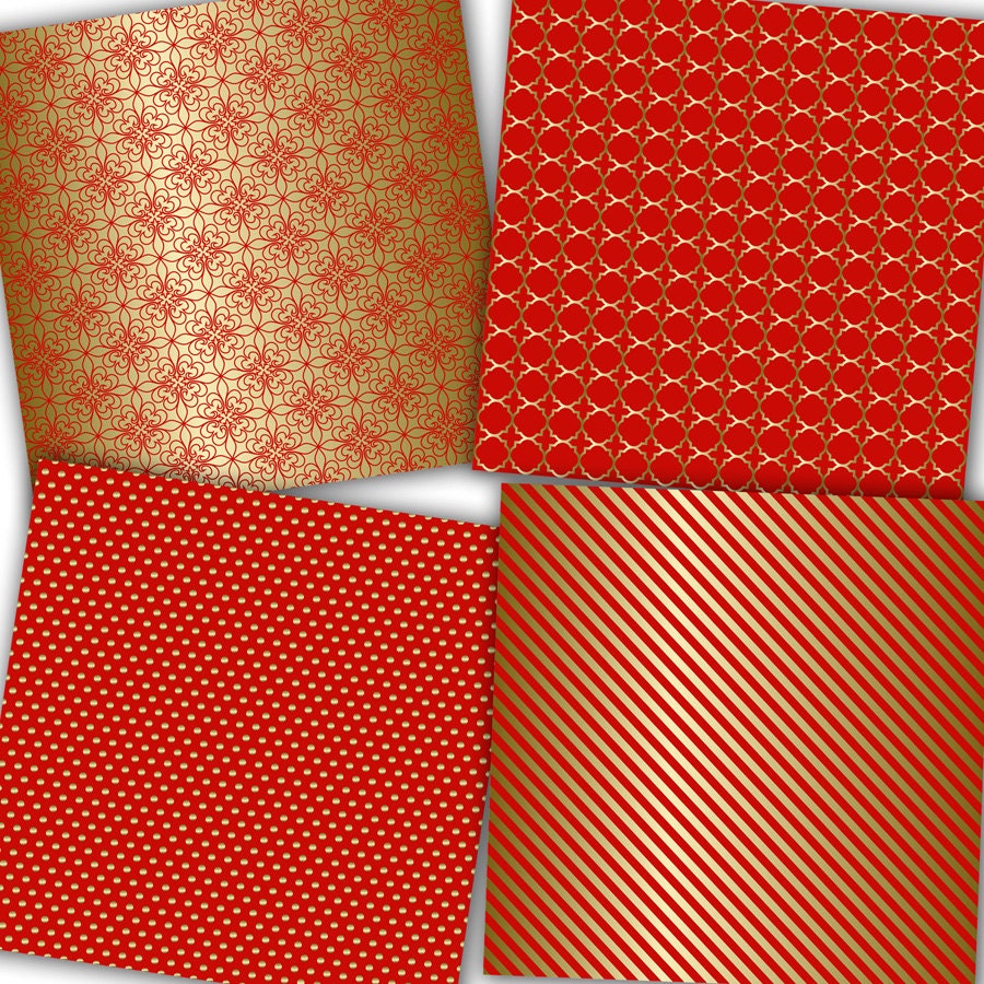 Red and Gold Christmas Digital Paper: red and Gold - Etsy