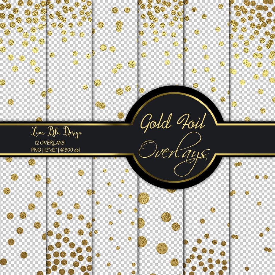 Gold Foil Digital Overlays Gold Foil Confetti Overlays - Etsy
