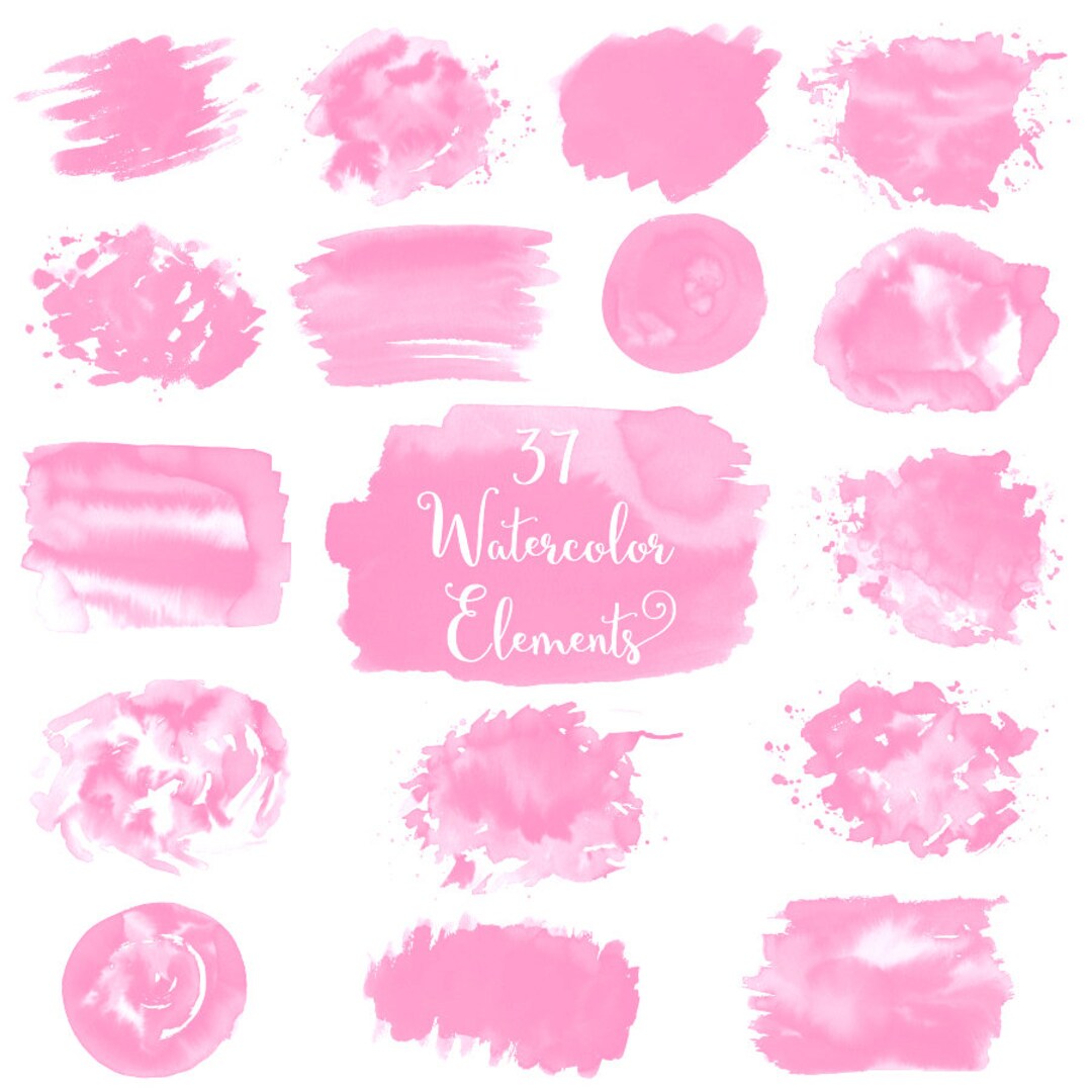 Pink Watercolor Splash Clipart: Brush Stroke Set (digital Download) - Etsy