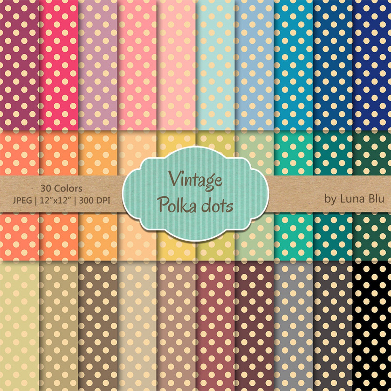 Polka Dots Digital Paper Pack: vintage Polka Dots | Etsy