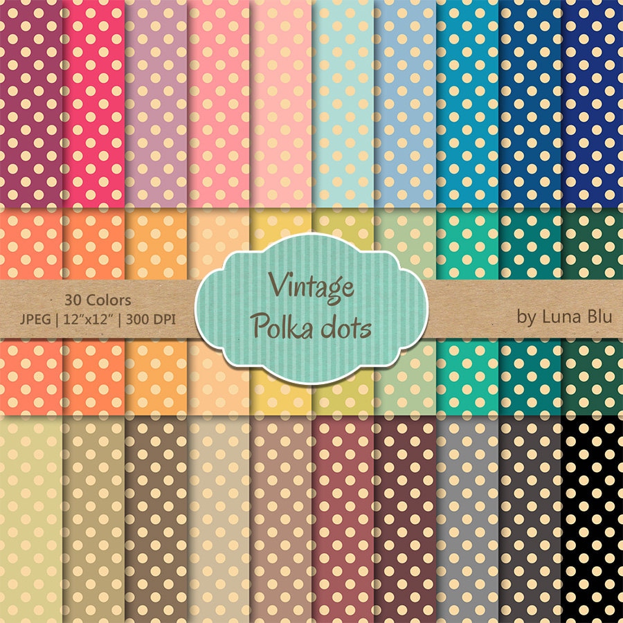 Polka Dots Digital Paper Pack: vintage Polka Dots | Etsy
