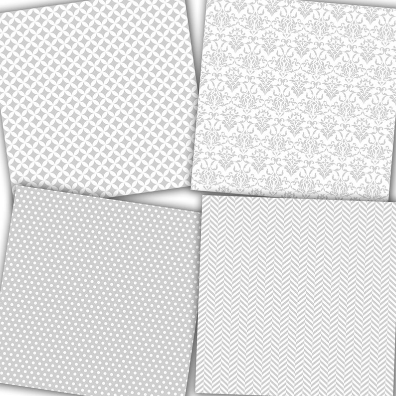 Gray Digital Paper: gray Patterns Gray Scrapbook - Etsy