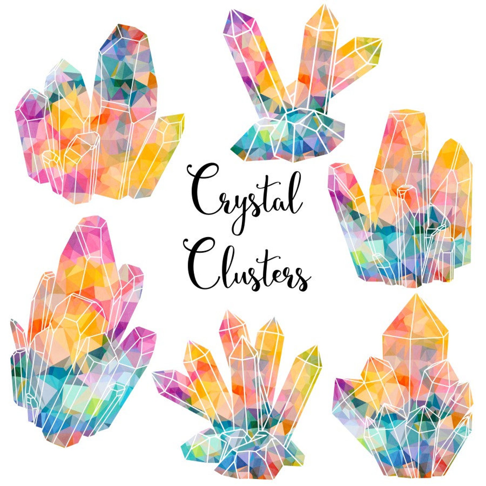 Crystals Clipart: pastel Crystals Crystal - Etsy
