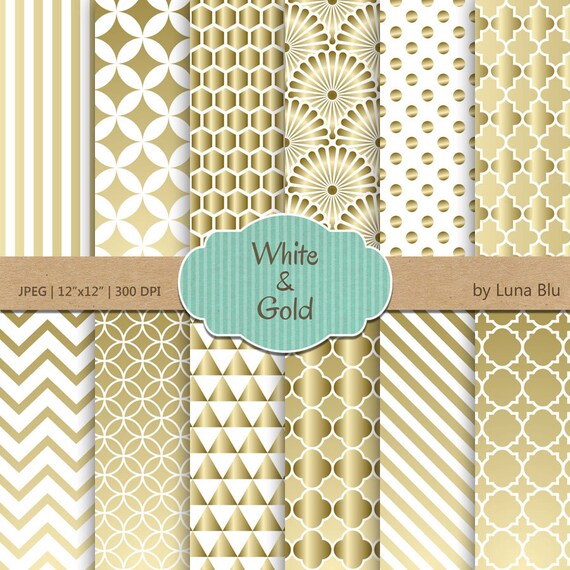 White and Gold Digital Paper: White and Gold | Etsy